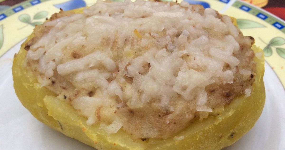 Papa Asada Rellena Receta de María José MR 👨‍👩‍👧- Cookpad