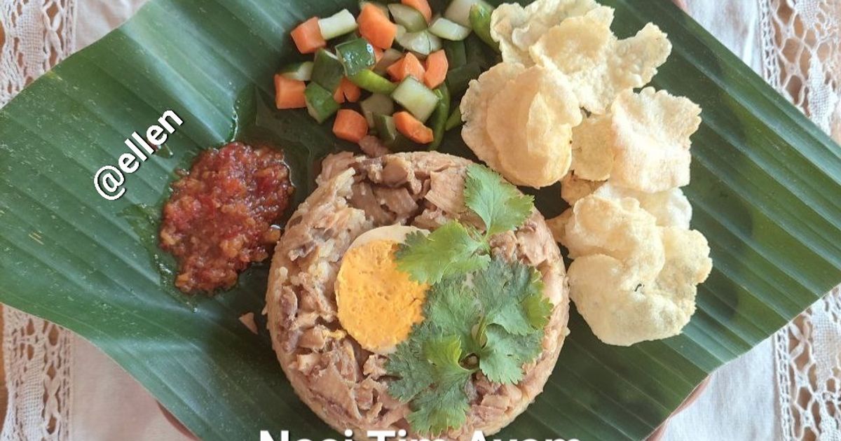 Resep nasi tim ayam jamur kuping rumahan enak dan mudah - Cookpad