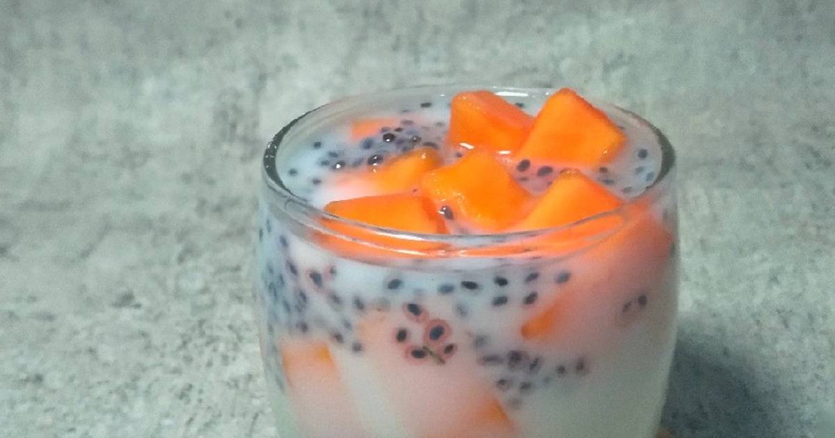 Resep Es Pepaya Susu Selasih oleh Nanan Wahyuni - Cookpad
