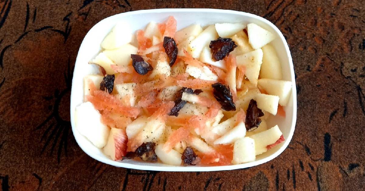 Fruit, veg chaat🍎🍎🥕🧆 Recipe by Kulsoom Bukhari - Cookpad