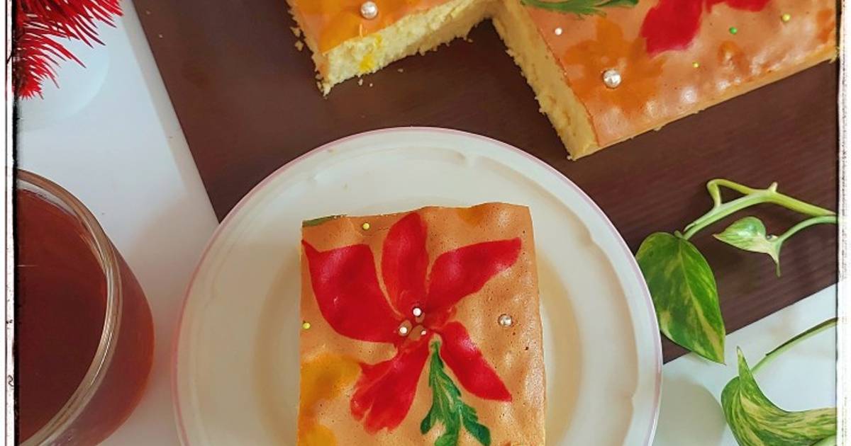 Resep Milk Cake (Bolu Susu Topping Lukis Bunga) oleh NayNay - Cookpad