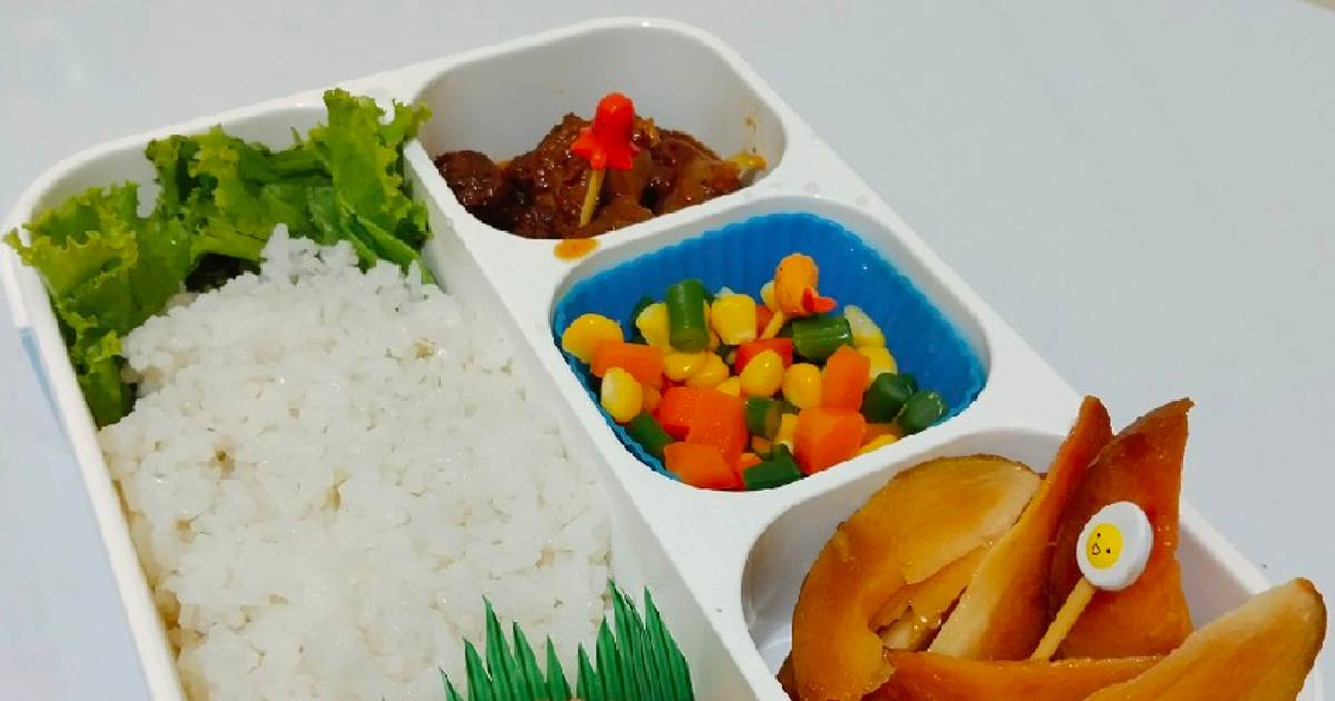 Resep Bento (bistik sapi+mix veggies+sawo dingin+milky balls) oleh Kiki ...
