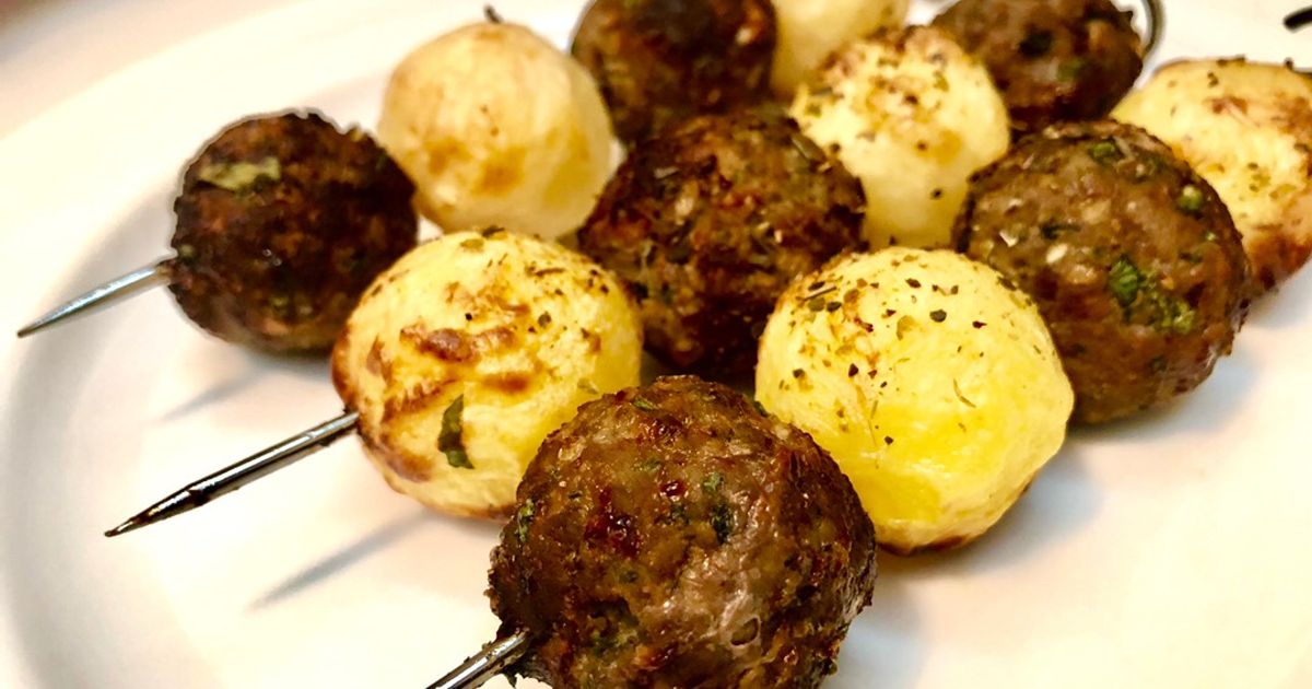 Grilled Kofta And Potato Balls Recipe By ♣️nsaym