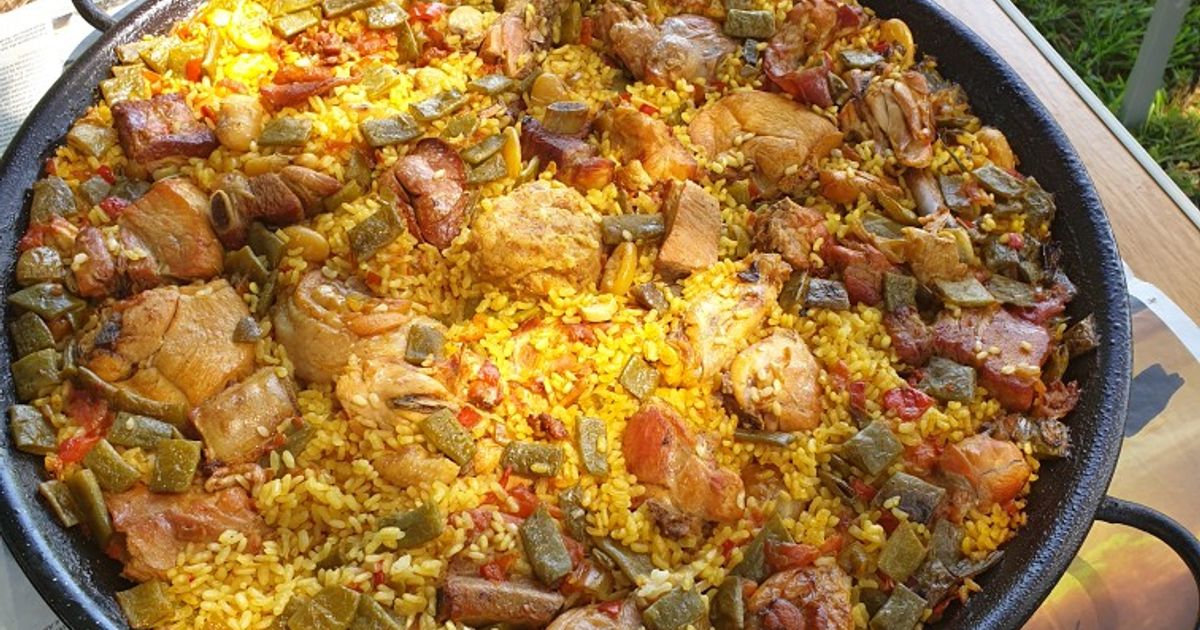 Valencian Paella With Meat Cooked Over Wood Fire Recipe By Emma B.