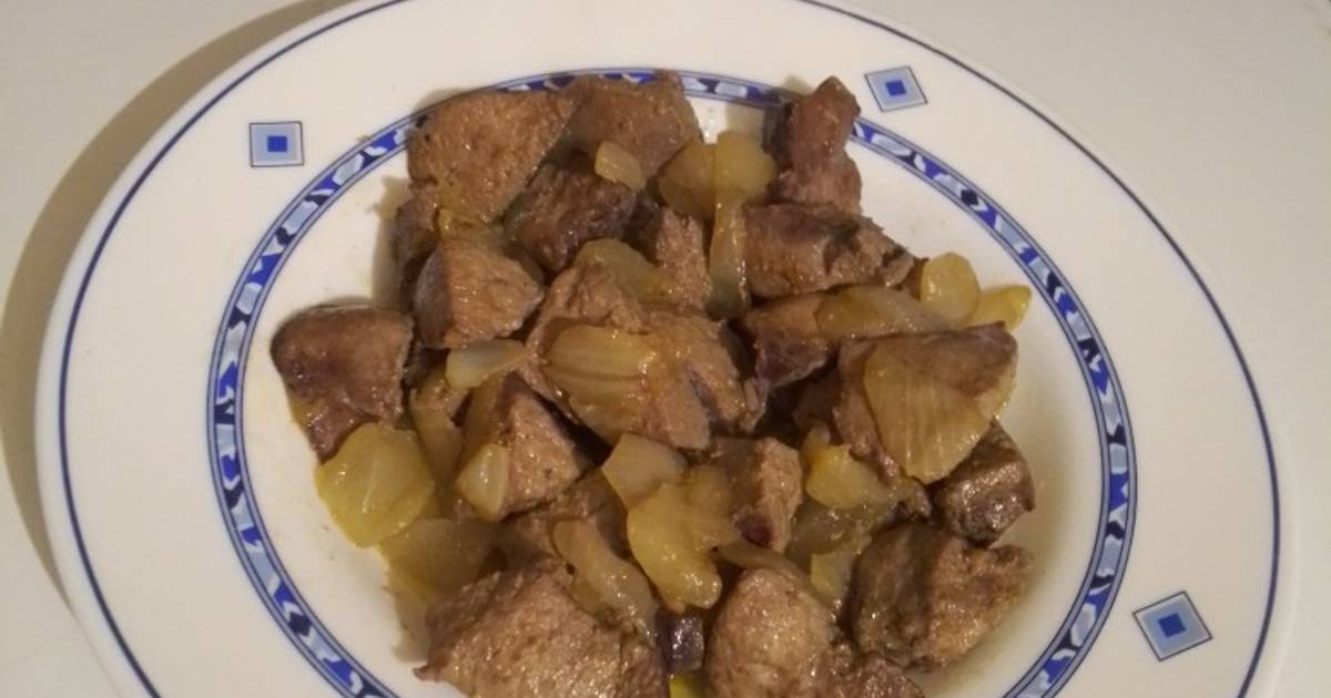 Hígado con cebolla 👩‍🍳🍽️ Receta de Mjose Ortega Valenciano- Cookpad