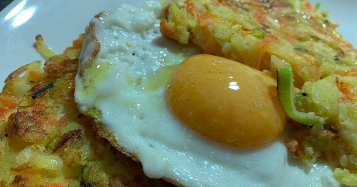 Tortitas de patata y verdura con huevo🍳🥕🥔🧄 Receta de Anna- Cookpad