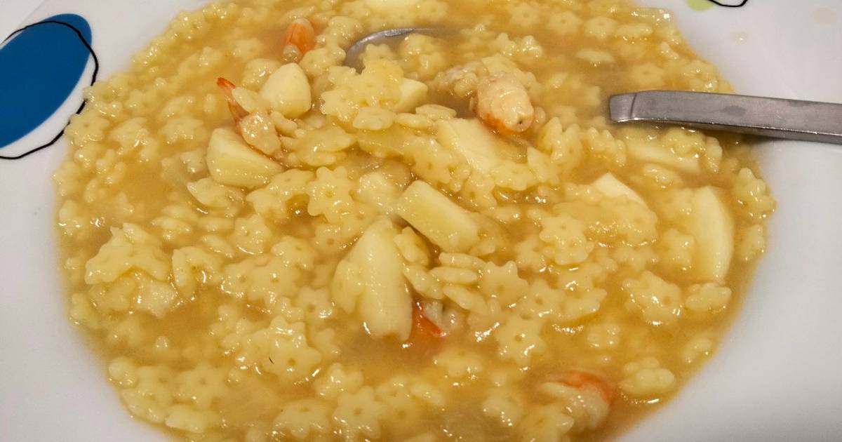 Sopa sencilla de pota y langostinos cocidos Receta de Miguelo Ferrer ...