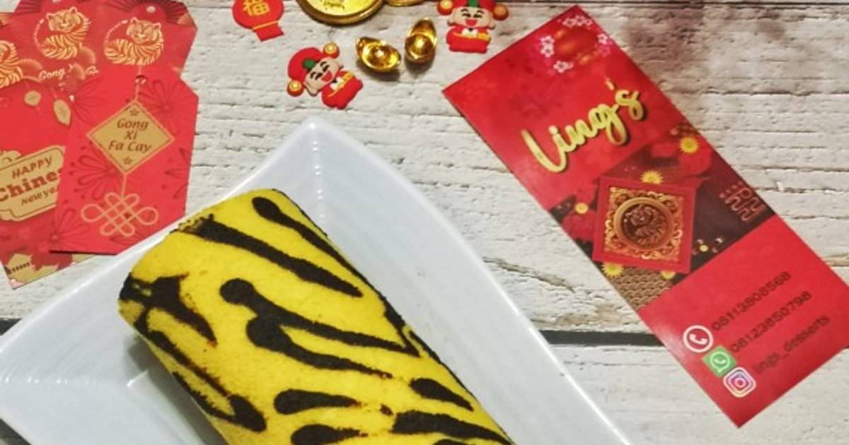 Resep Roll Cake Motif Macan oleh Aling Wang - Cookpad
