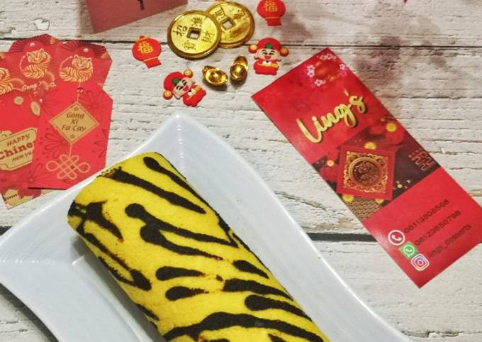 Resep Roll Cake Motif Macan oleh Aling Wang - Cookpad