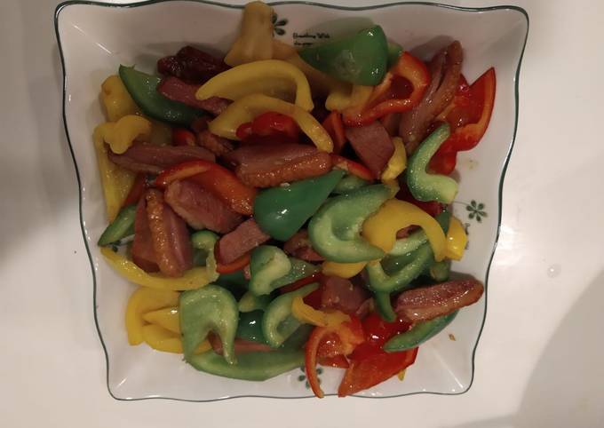 Resep Samsek latciu jau ngap (tumis paprika dengan bebek asap) oleh ...