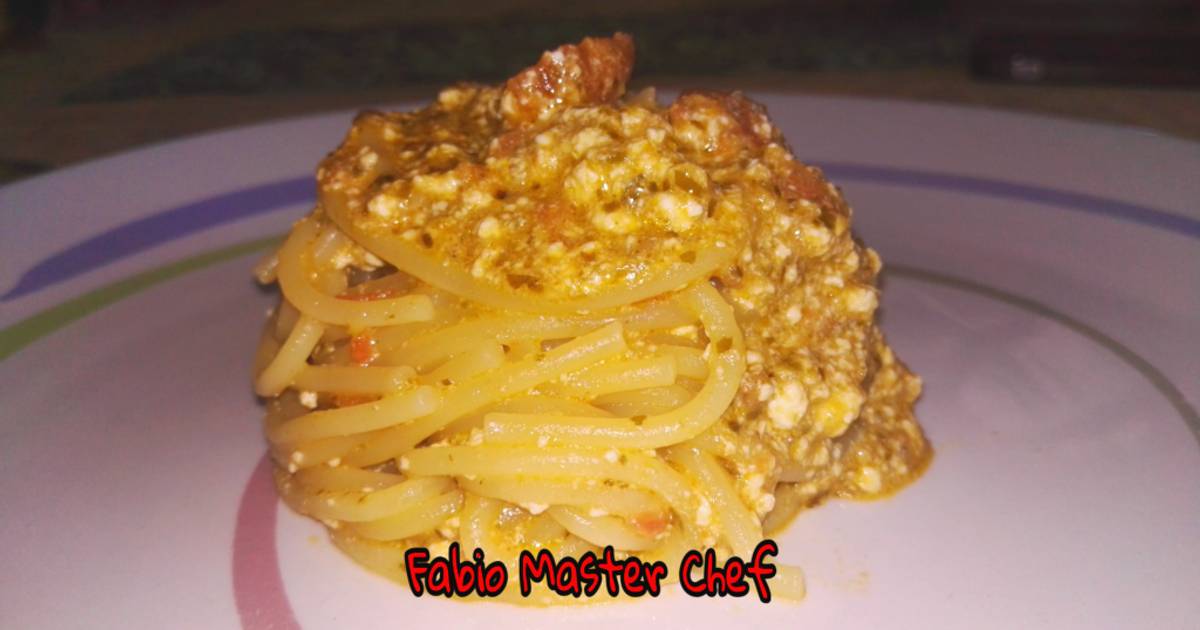 Ricetta Spaghetti con Ricotta, Pomodorini Freschi e Pesto alla Genovese ...