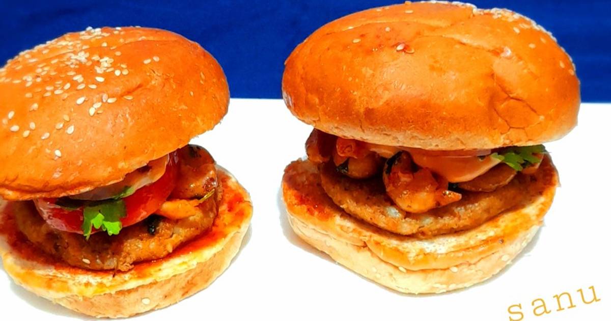 Macaroni Soya Tikki Burger Recipe by Sanuber Ashrafi - Cookpad