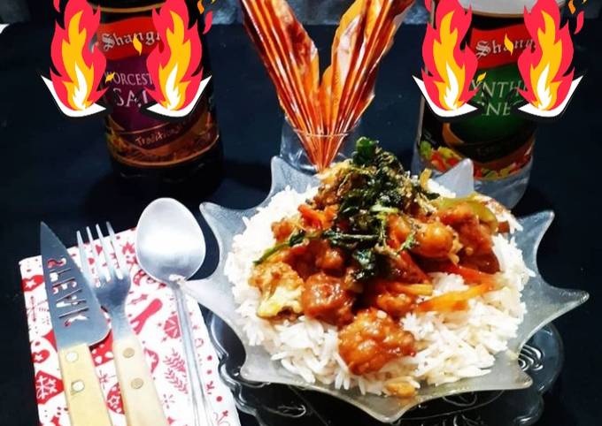 Crispy Orange Chicken Rice Bowl Recipe by Shamila Ali - Cookpad