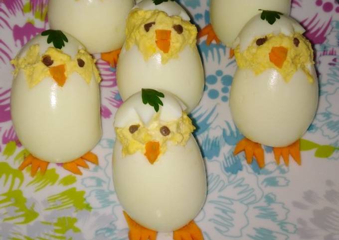 Pollitos de huevo duro Receta de 🍁 Estefany 🍁- Cookpad