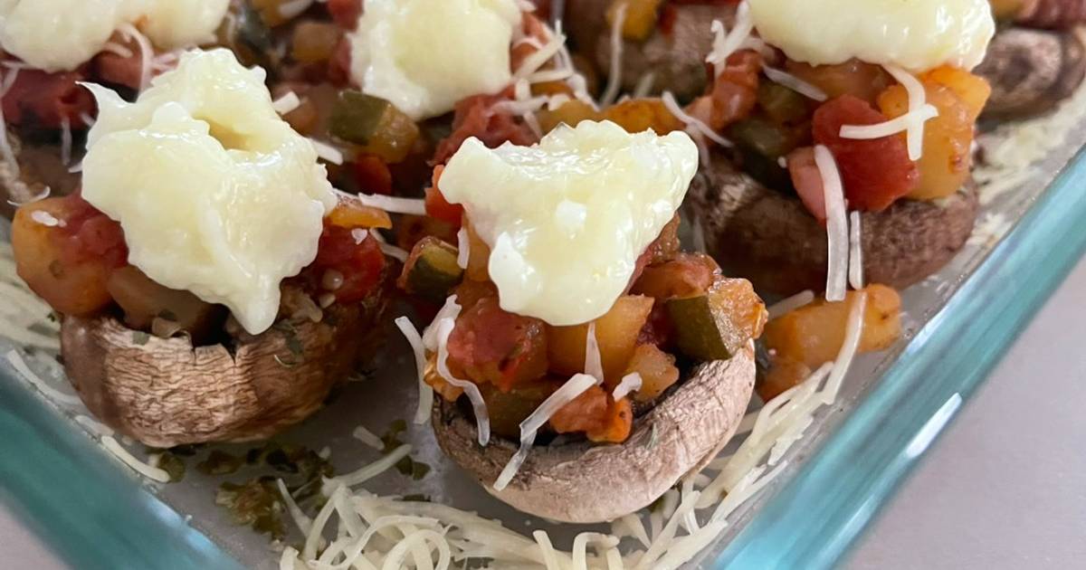 Champis rellenos con alioli gratén Receta de Cook_Patty- Cookpad