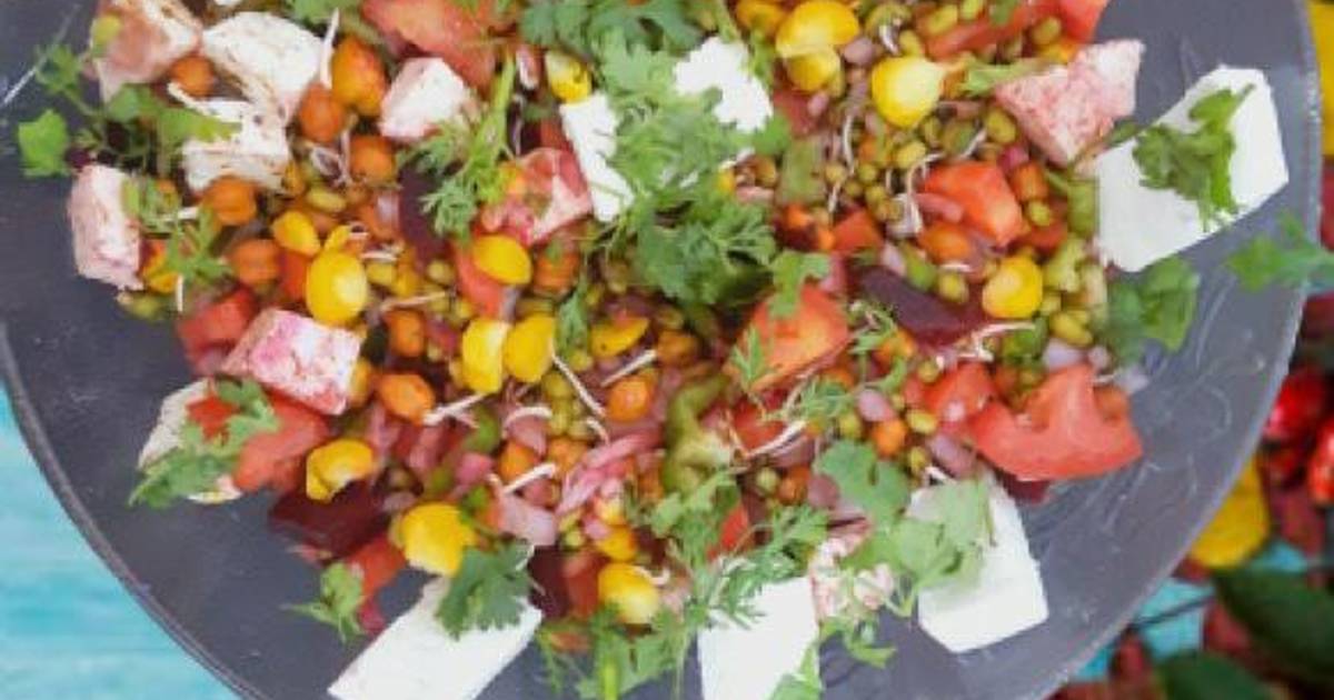 Healthy Paneer salad with sprouts Recipe by Monica's Cookhouse - Cookpad