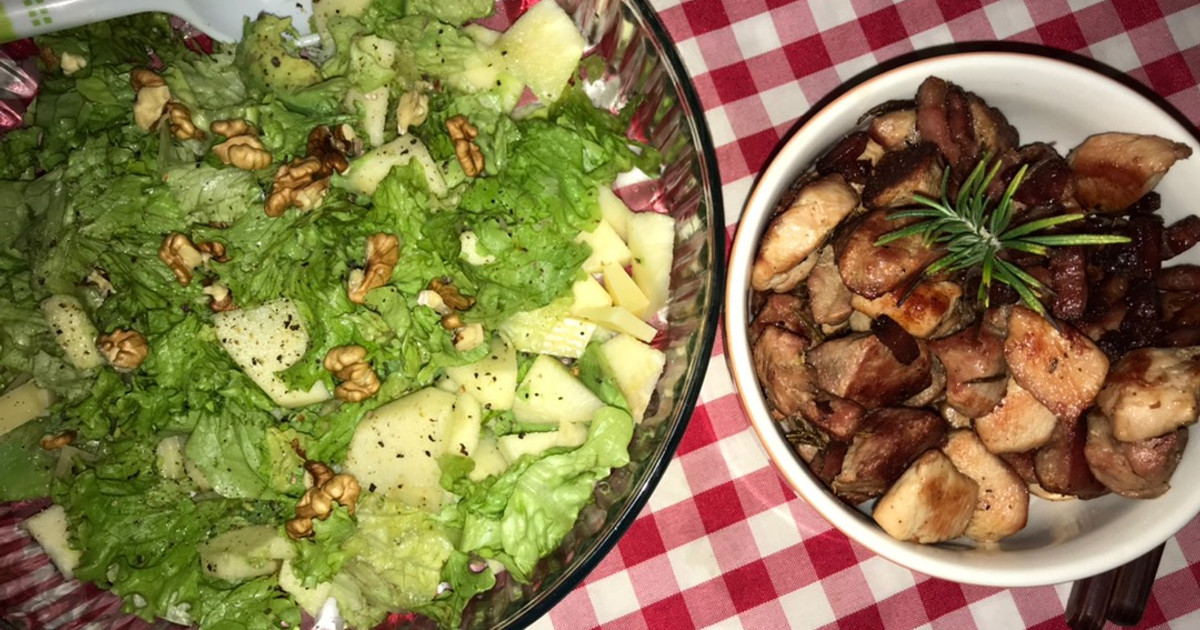 Ensalada De Palta Con Manzana + Cuadritos De Panceta Pollo Y Bondiola ...