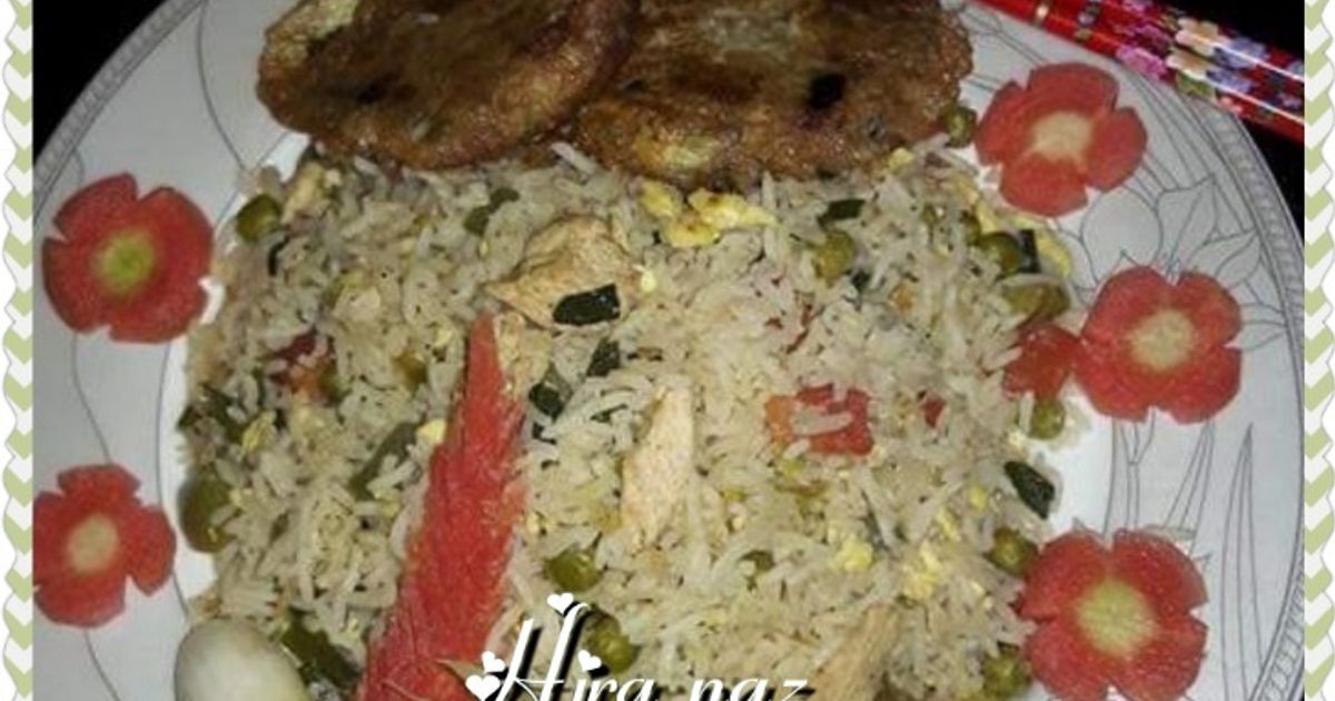 Chicken Fried Rice With Shami Kabab Recipe by Hira Naz - Cookpad