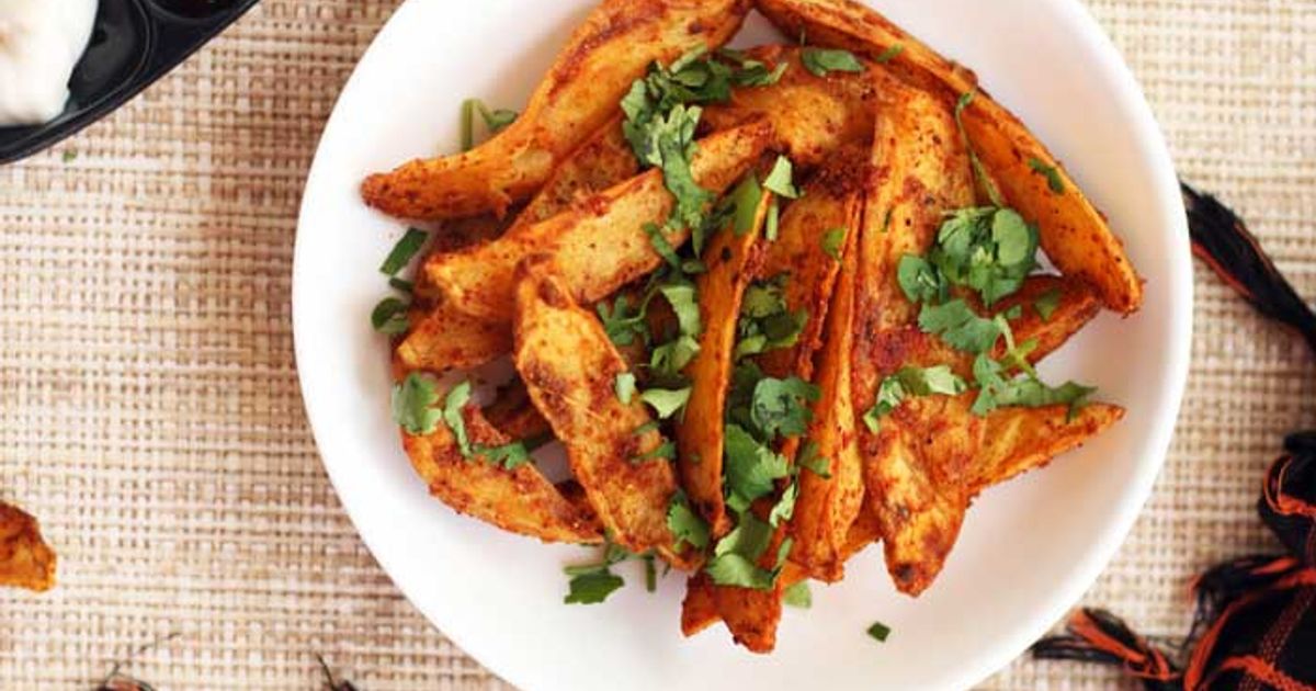 Spicy Potato Wedges Recipe | How To Make Indian Style Spicy Potato ...