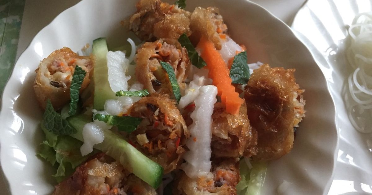 Bún Chả Giò (Vietnamese Spring Roll Noodle Bowl) Recipe By Thi Hoa Giang
