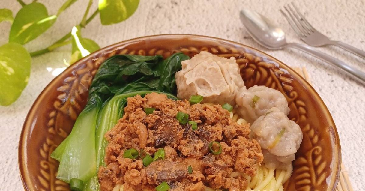Resep Mie Ayam Spaghetti oleh Rika Meila Puspita - Cookpad