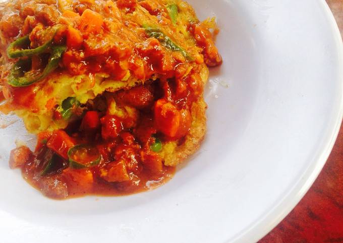 Resep Fuyunghai with spaghetti sauce oleh tsaniindaeyo - Cookpad