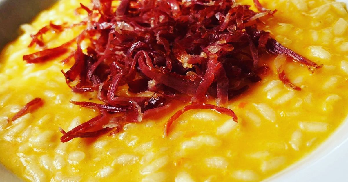 Pumpkin Cream Risotto With Crispy Capocollo Curls Recipe By Nico Acquaviva