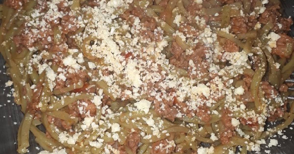 Fideos de espinaca con tuco de carne picada Receta de Susan Martinez ...