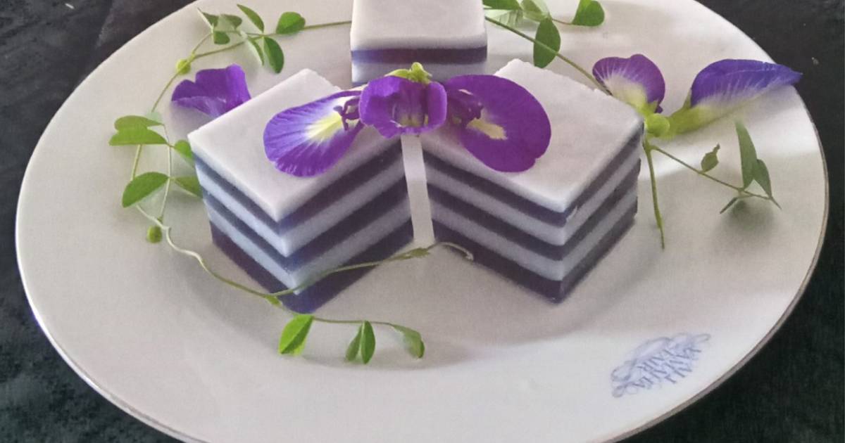 Resep Pudding Lapis Bunga Telang Jahe oleh nurhasanah_56 - Cookpad
