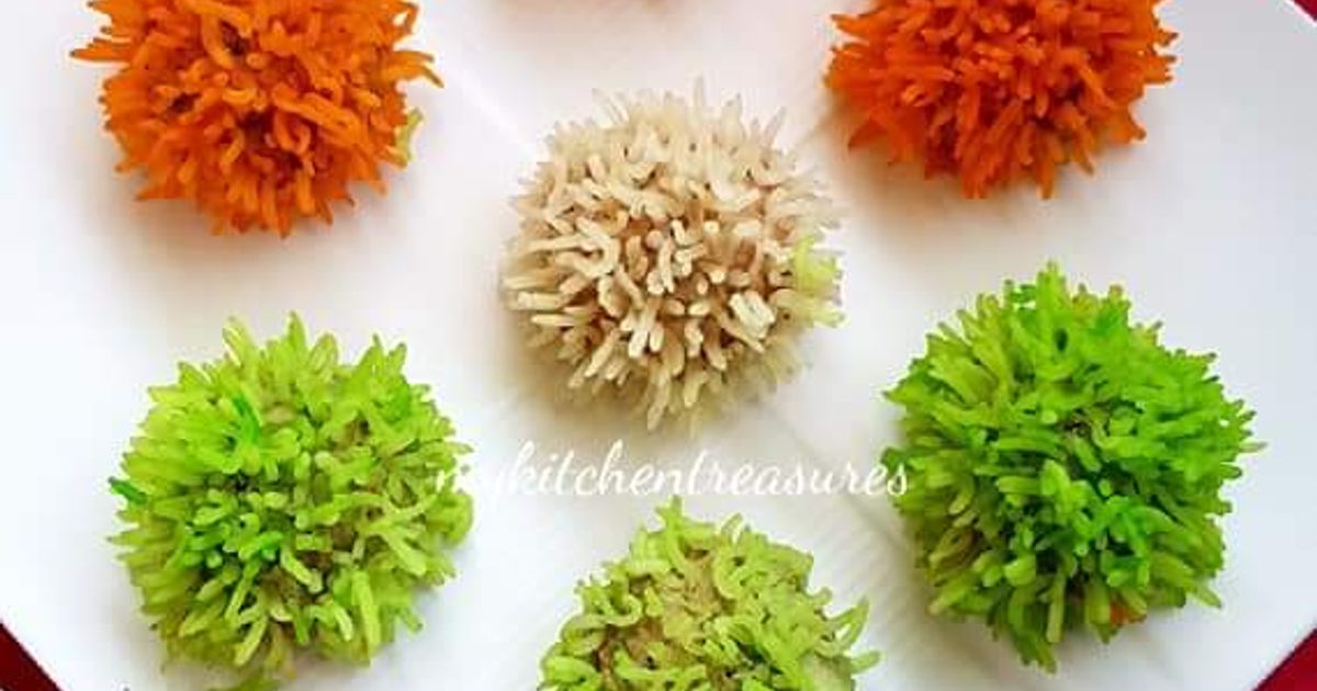 Tricolor Chicken Stuffed Rice Flowers Recipe by Nisha Arora - Cookpad