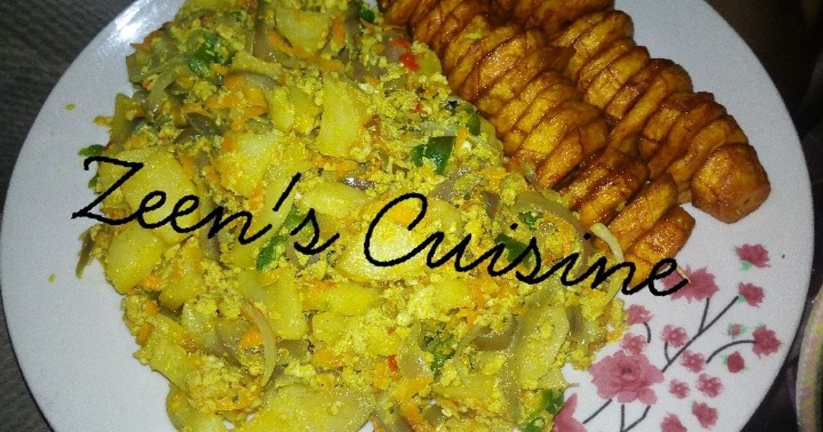 Fried Plantain With Potato Egg Sauce 😋 Recipe by 🍩 Zeen's Cuisine 🍹 ...