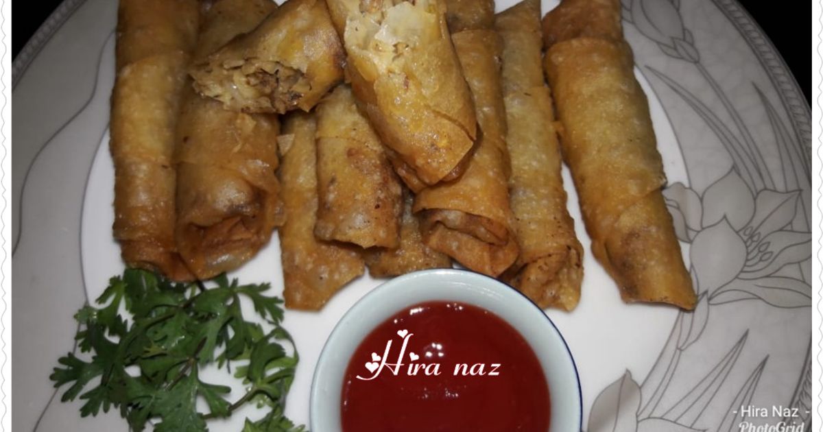 Chinese Beef Spring Rolls Recipe by Hira Naz - Cookpad