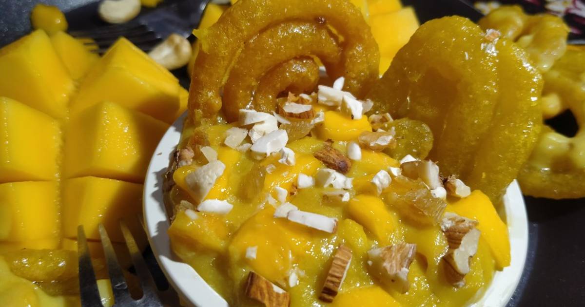 Creamy mango rabri with jalebi Recipe by Priyanka Byadwal - Cookpad