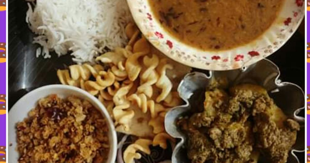 Sour Pulse Rice Fried Beef And Coconut Chutney(khatti Daal Chawal ...