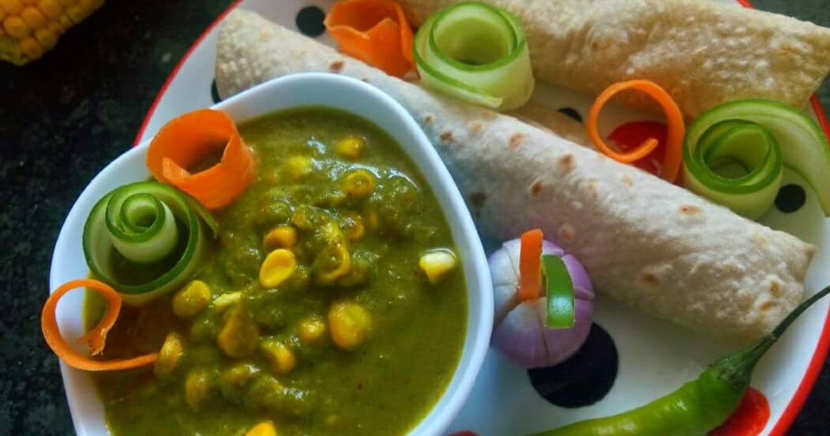 Corn palak sabji Recipe by Aarti Jain - Cookpad