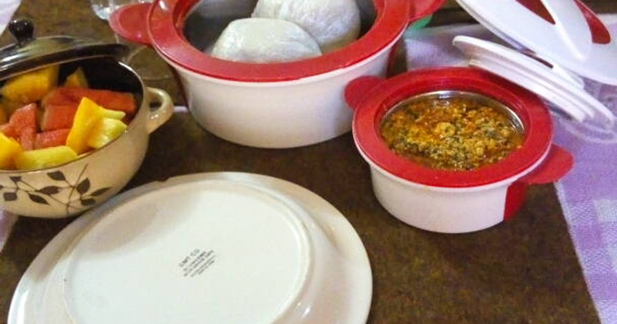 Tuwon Shinkafa And Egussi Soup (Broken Rice Meal) With Fruit Recipe by ...
