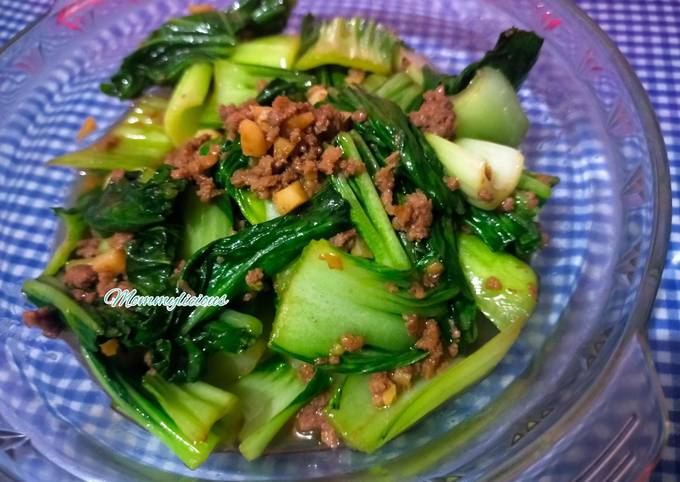 Resep Tumis Sayur Sawi Sendok Daging Sapi Giling Mommylicious oleh ...