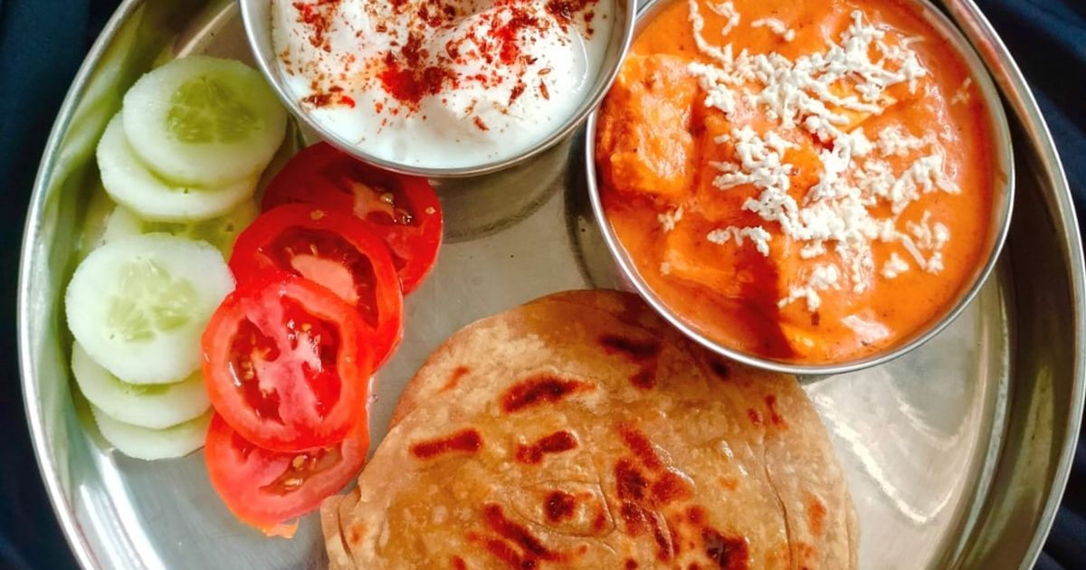 Punjabi Thali (Shahi Paneer,Laccha Paratha With Dahi Bhalla) Recipe by ...
