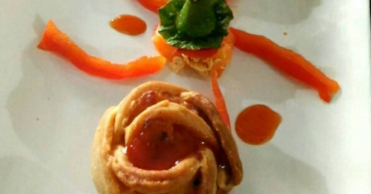 Rose shape bake cheesey snacks Recipe by Daisy Ahmed - Cookpad