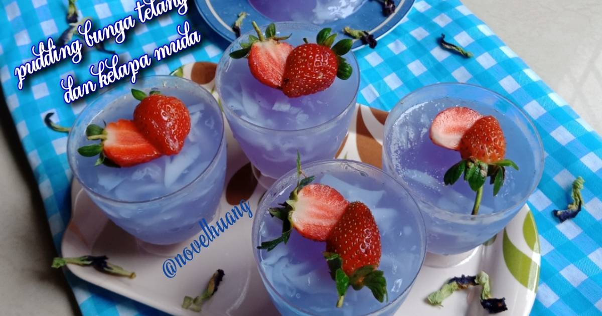 Resep Pudding bunga telang dan kelapa muda oleh Novelya Huang - Cookpad