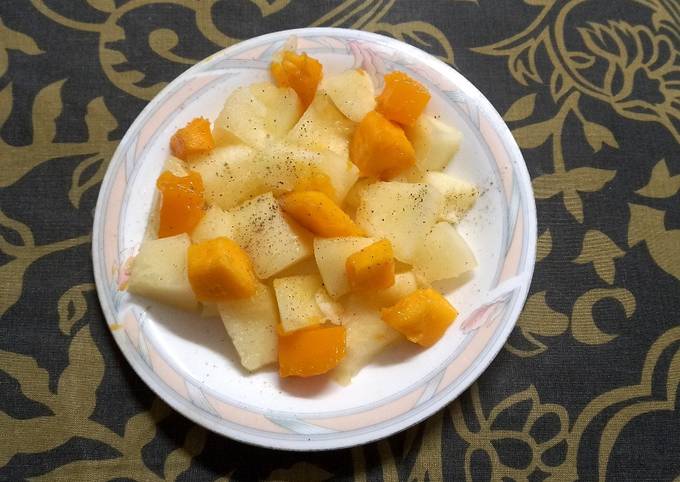 Mango and melon chat🥭🥭 Recipe by Kulsoom Bukhari - Cookpad