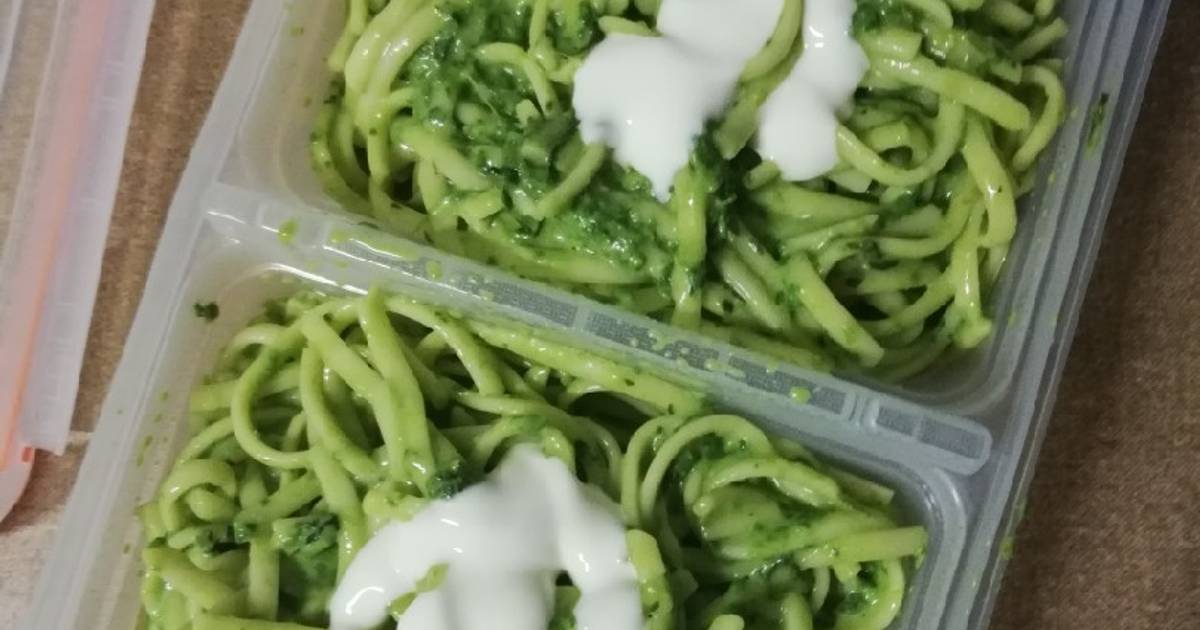 Fideos al pesto Receta de Juanita Bustos- Cookpad