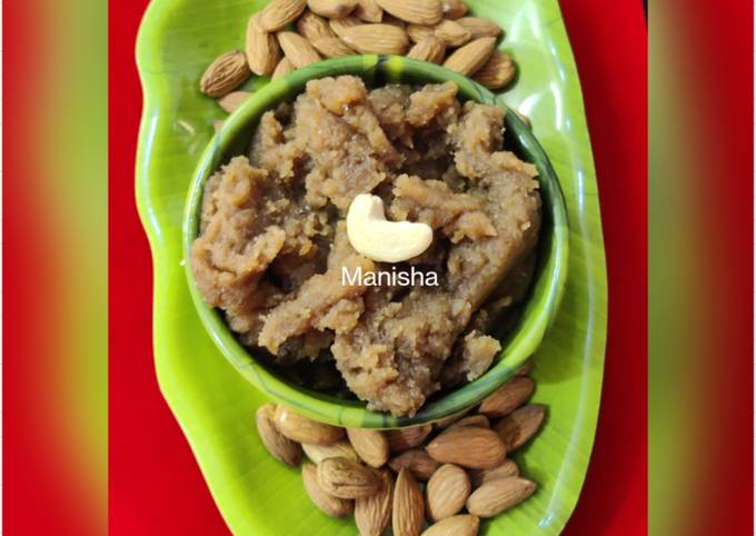 Badam Wheat Halwa Recipe by Manisha Malvi Angaitkar - Cookpad