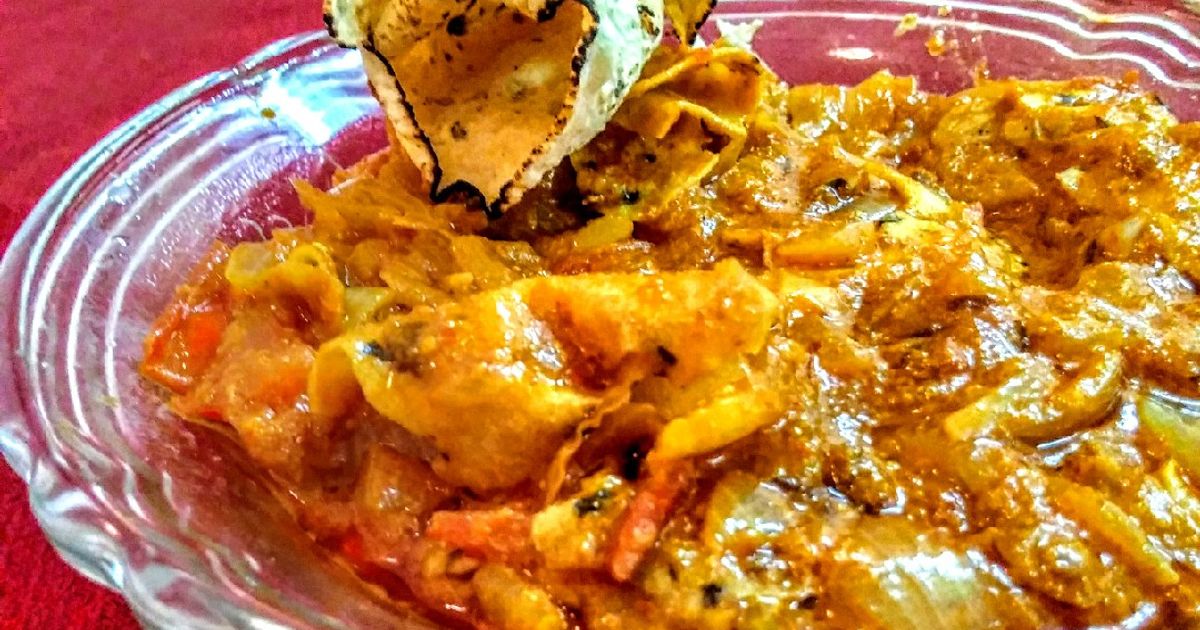 Rajathani Papad Ki Sabji (Onion, Tomato Curry) Recipe by Shakuntla ...