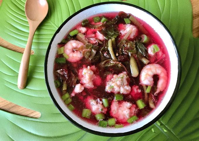 Cách Làm Món Canh Rau Dền Đỏ Nấu Tôm Thả Viên của Dory - Cookpad