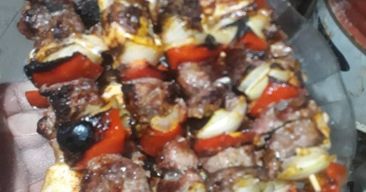 Brochettas de pechuga y carne Receta de Estefania Gisel- Cookpad
