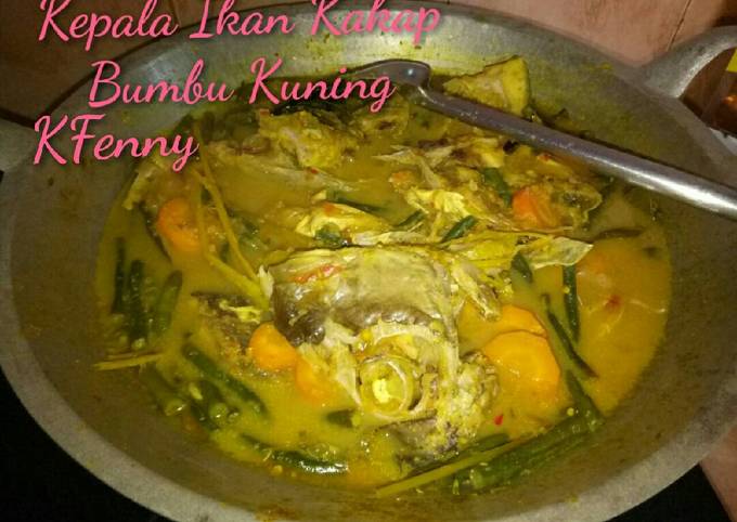 Resep Kepala Ikan Kakap Bumbu Kuning oleh K. Fennya - Cookpad