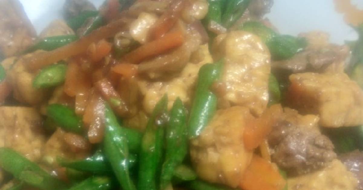 Resep 55. Oseng Kacang Panjang Wortel dengan Tempe dan Hati Ampela oleh ...