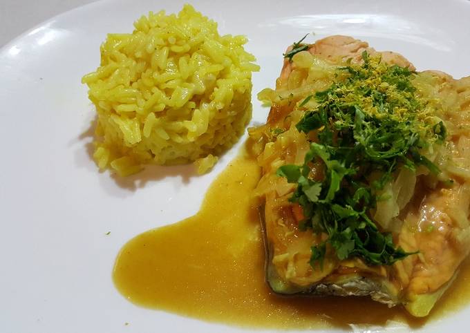 Salmón con arroz Receta de lilaflores56- Cookpad