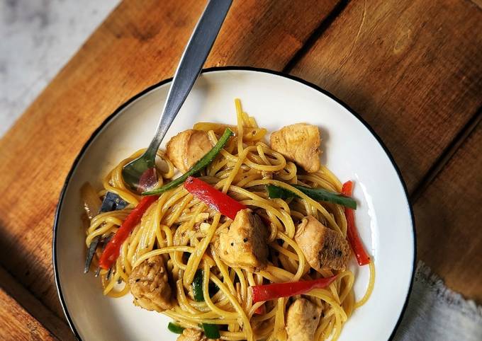 Resep Black Pepper Chicken Spaghetti oleh ricke - Cookpad